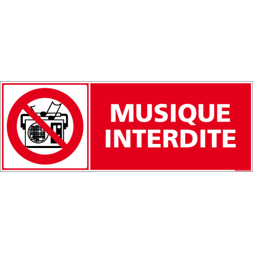 Panneau rectangulaire musique interdite