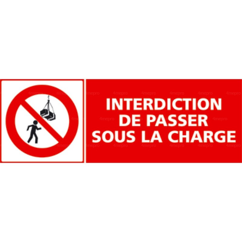 Panneau rectangulaire interdiction de passer sous la charge
