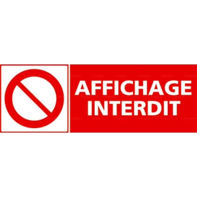 Panneau rectangulaire affichage interdit avec pictogramme