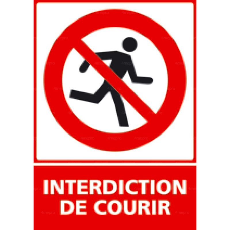 Panneau interdiction de courir avec pictogramme