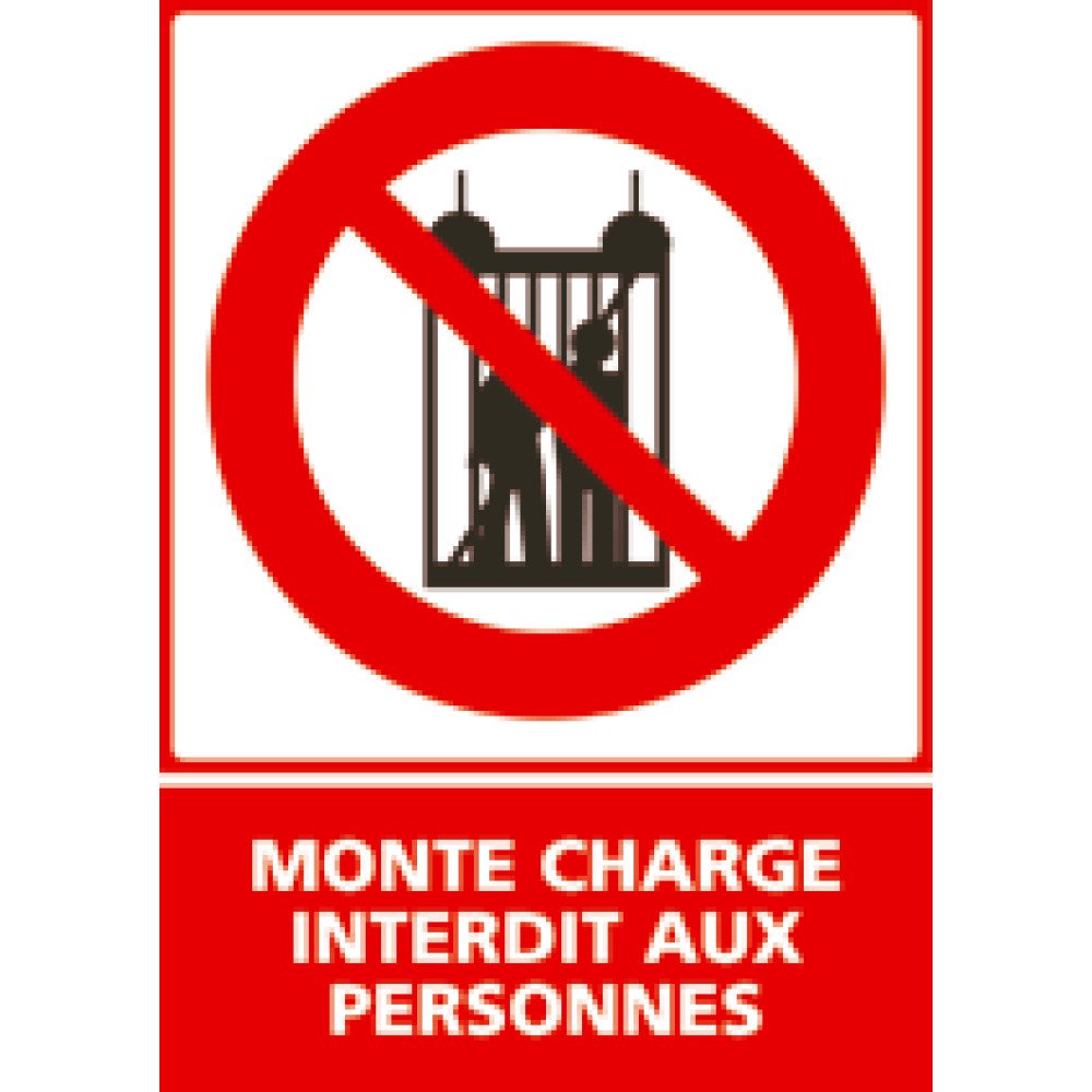 Panneau Monte charge interdit aux personnes avec pictogramme