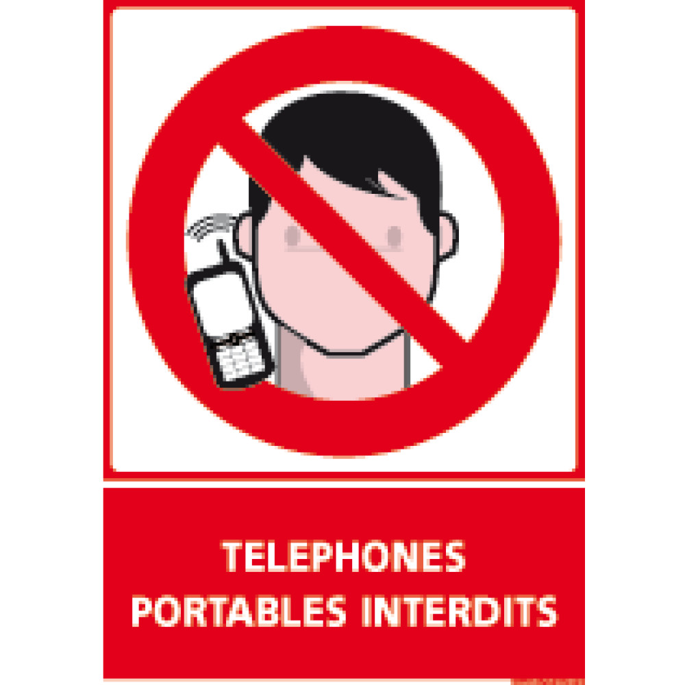 Panneau vertical Téléphones portables interdits - 4mepro