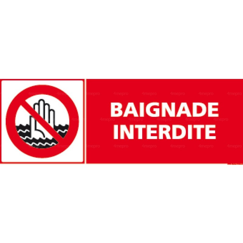Panneau Baignade interdite avec pictogramme