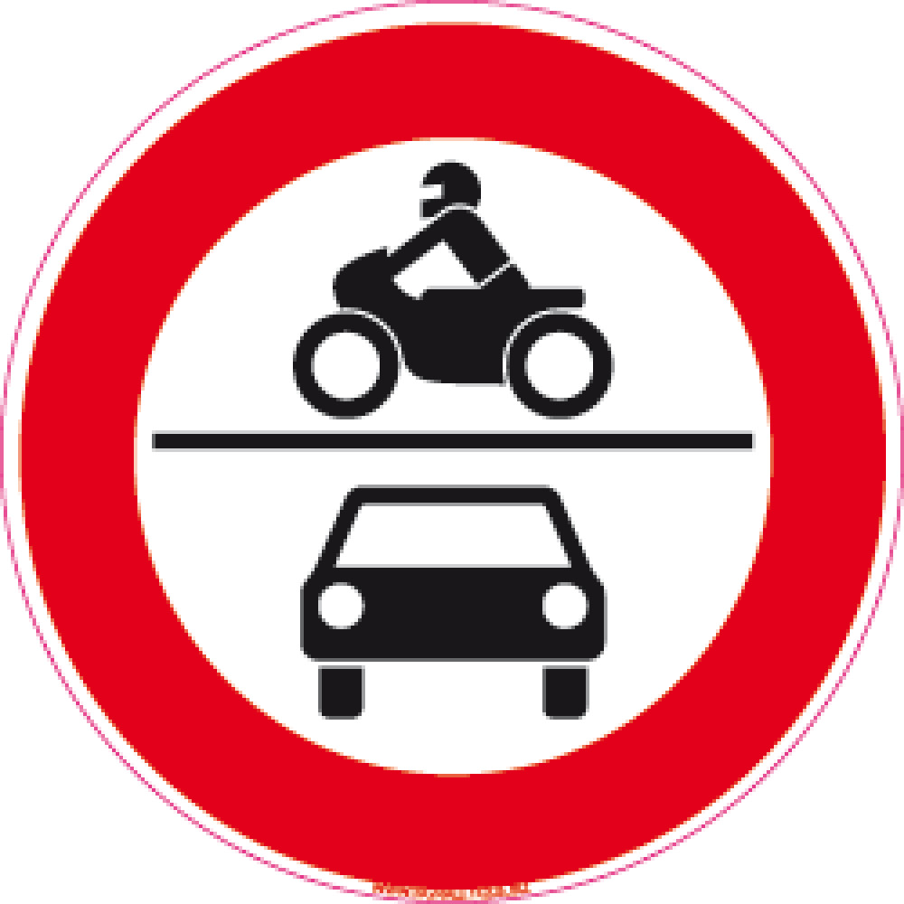 Panneau Accès interdit aux motos et automobilistes