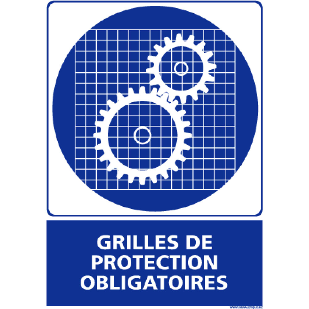 Panneau Grilles de protection obligatoires + pictogramme