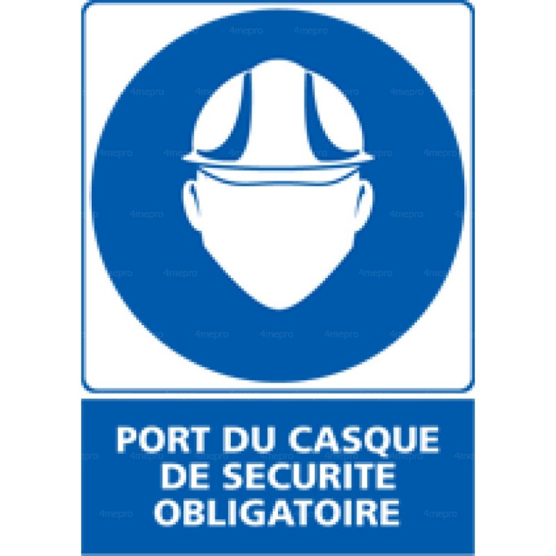 Panneau rectangulaire Port du casque de sécurité obligatoire Panneau rectangulaire Port du casque de sécurité obligatoire