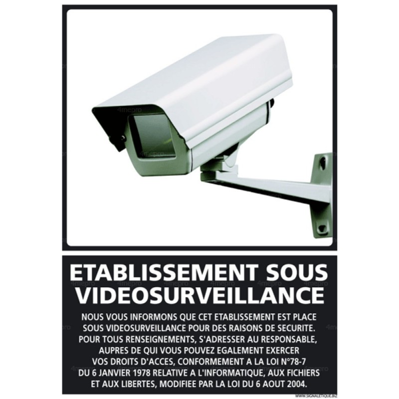 Panneau de signalisation vertical Etablissement sous video surveillance