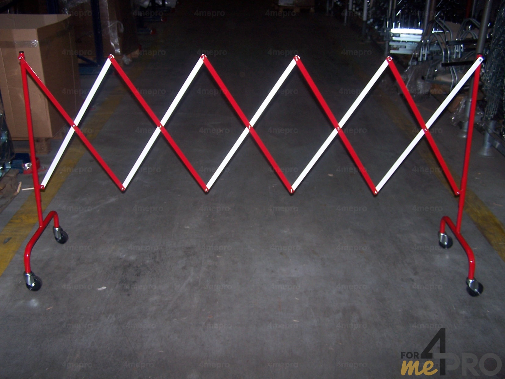 Barrière de chantier télescopique blanc/rouge - 4mepro