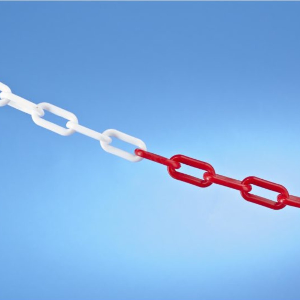 Chaine en plastique rouge et blanche Ø8 mm 25 m